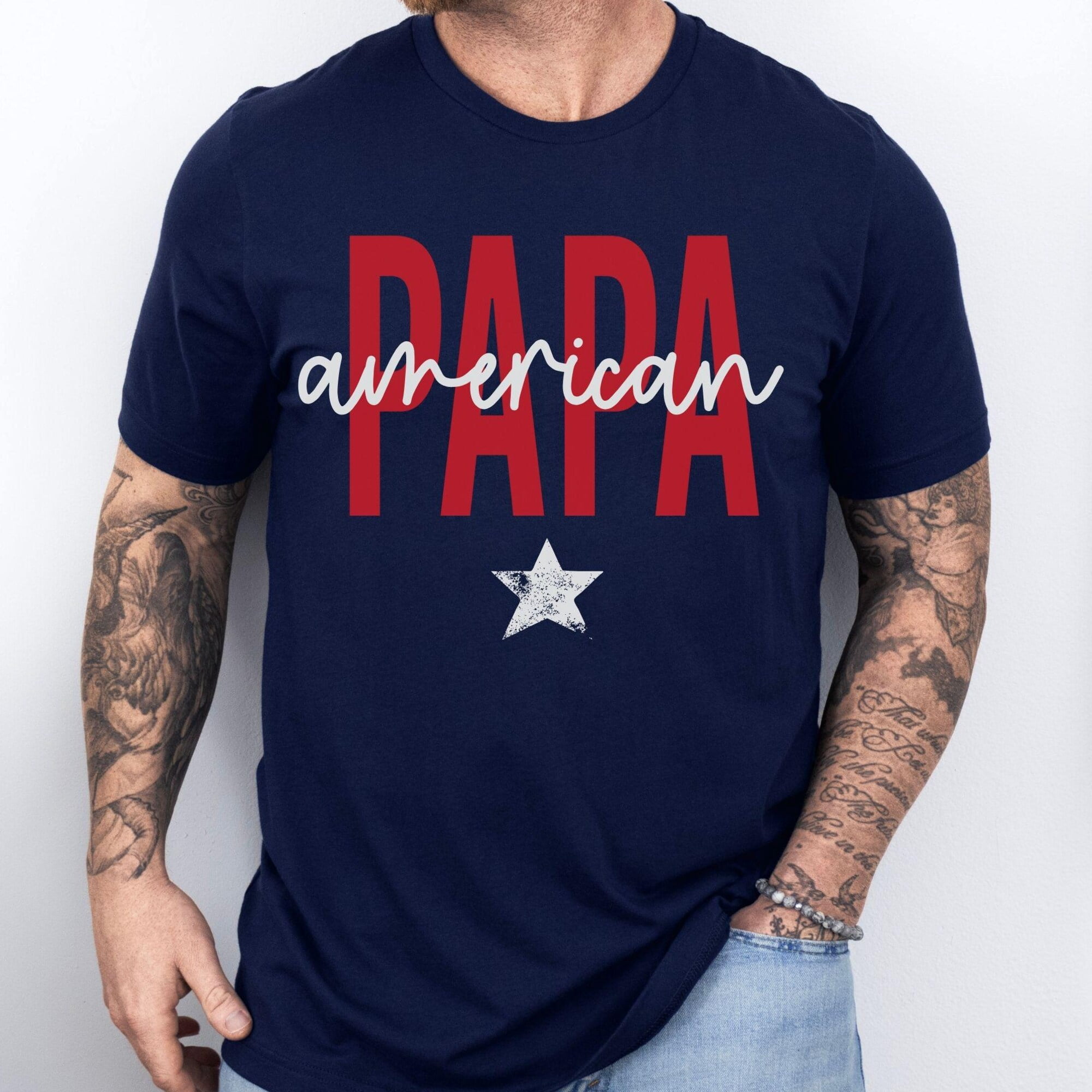 American Papa 4th of July Shirt Patriotic Fourth of July Grandpa TShirt ...