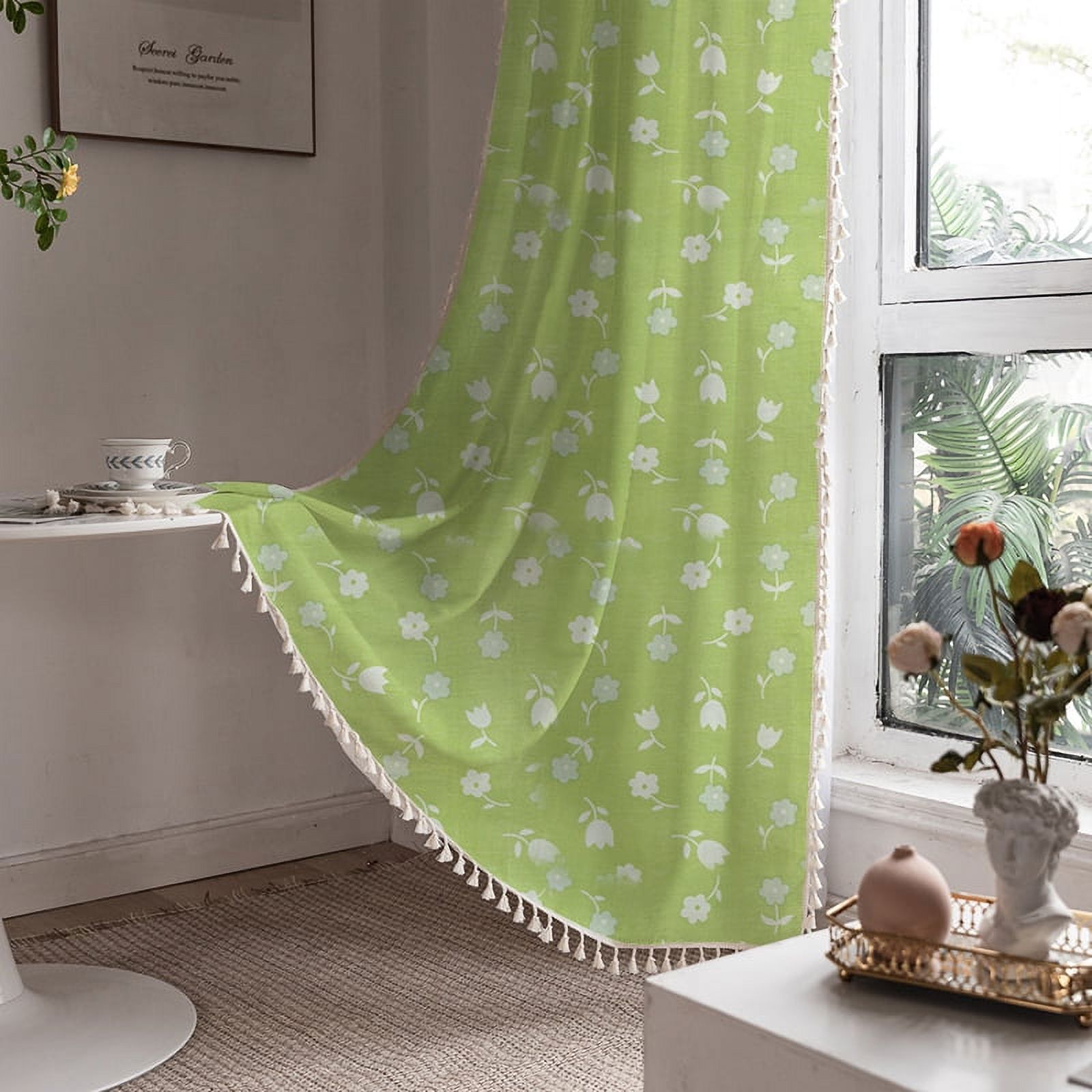 American Pastoral Printed Cotton Flower Curtains Rural Style Window ...