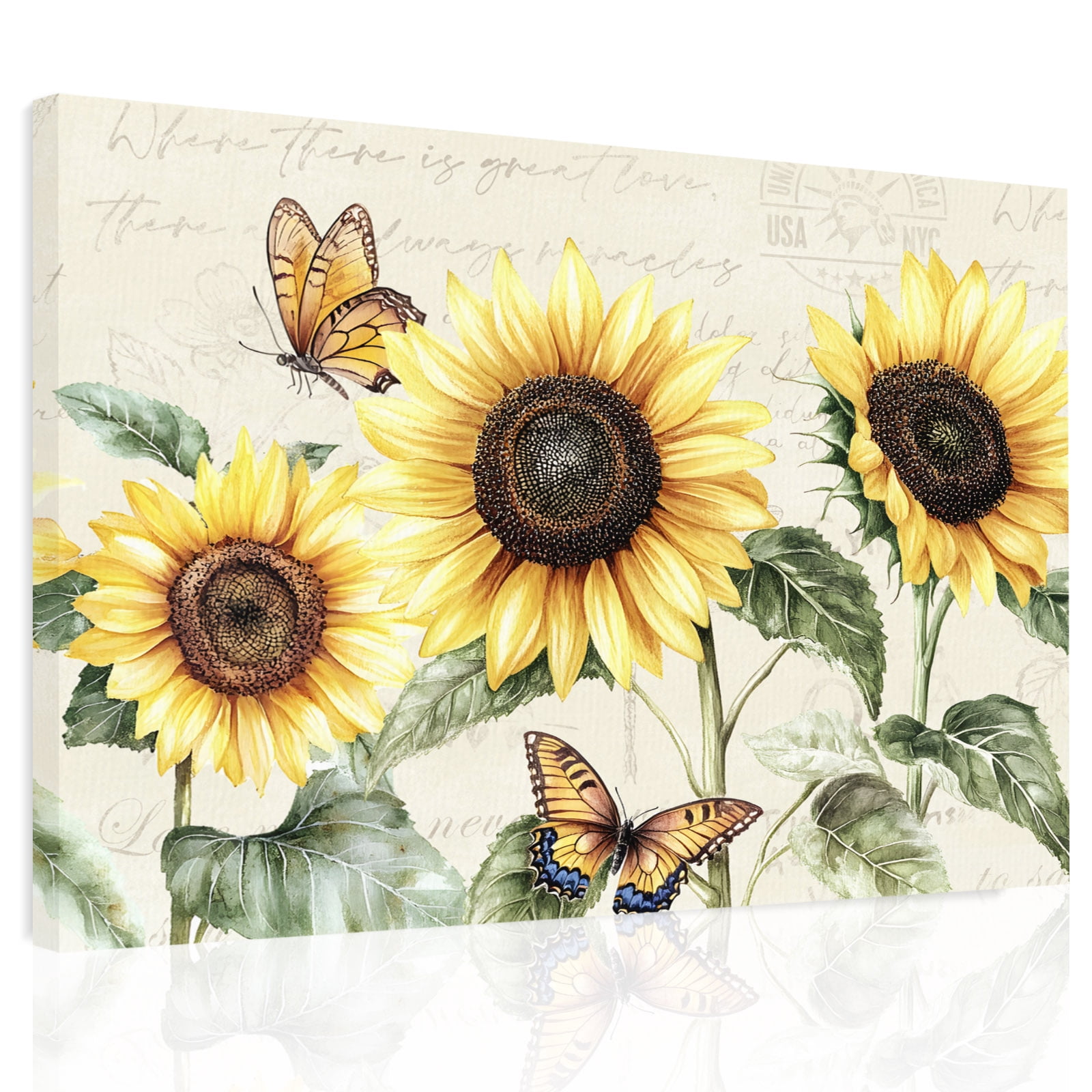 American Pastoral Style Canvas Print Wall Art, Sunflower Plant Farm ...
