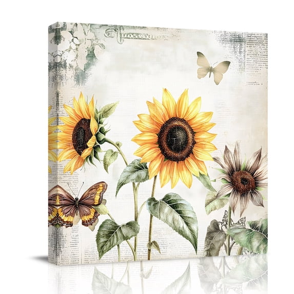 American Pastoral Style Canvas Wall Art for Living Room, Sunflower ...