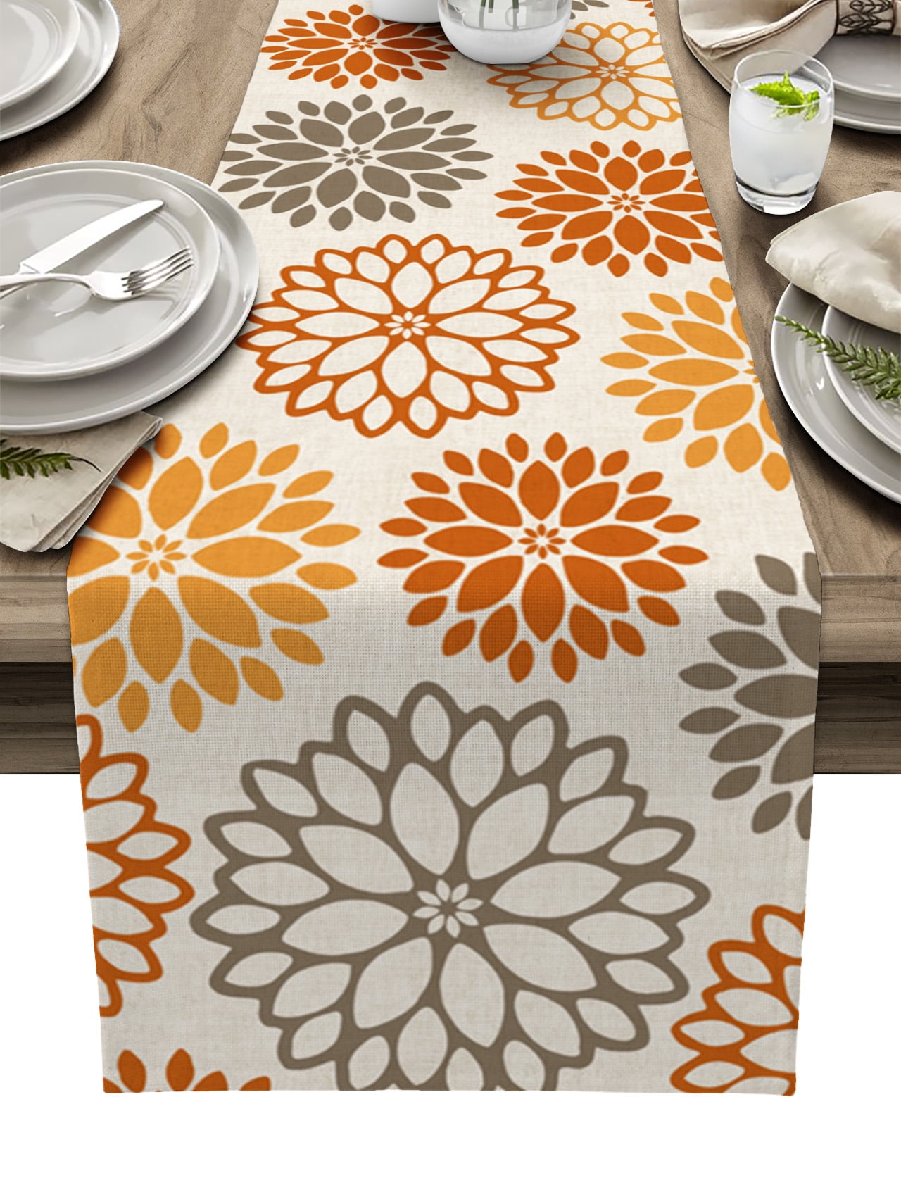 American Pastoral Style Dahlia Red Table Runner ration Home r Dinner ...