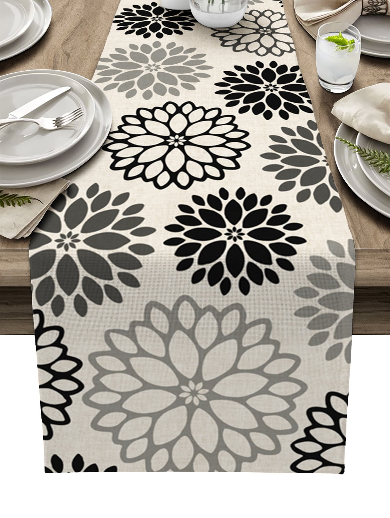 American Pastoral Style Dahlia Red Table Runner ration Home r Dinner ...