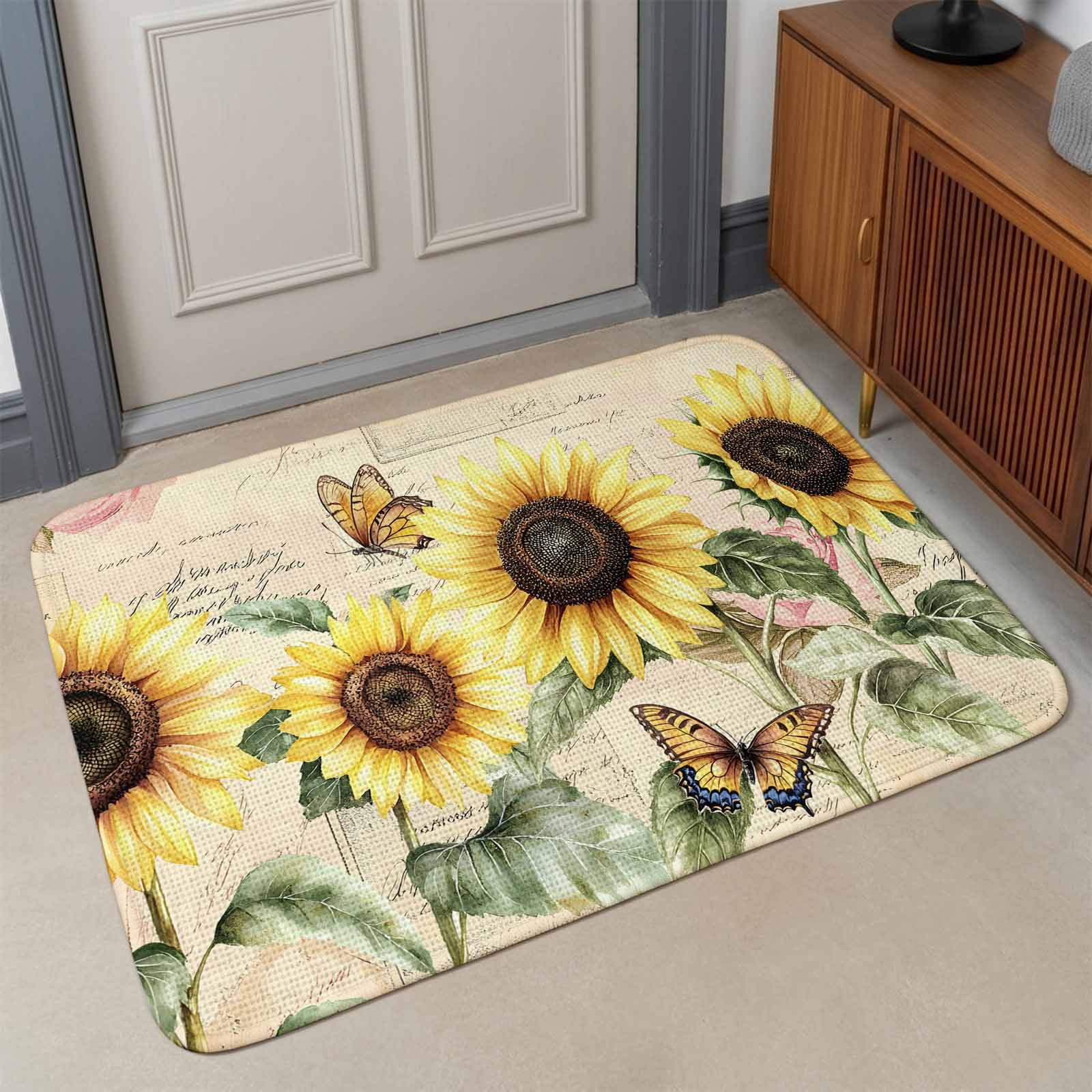 American Pastoral Style Front Door Mat Indoor Entrance, Sunflower ...