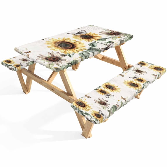 American Pastoral Style Picnic Table Cover with Bench Covers Yellow ...