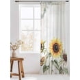 American Pastoral Style Sheer Curtains 96 Inch Long 1 Panel Sunflower ...