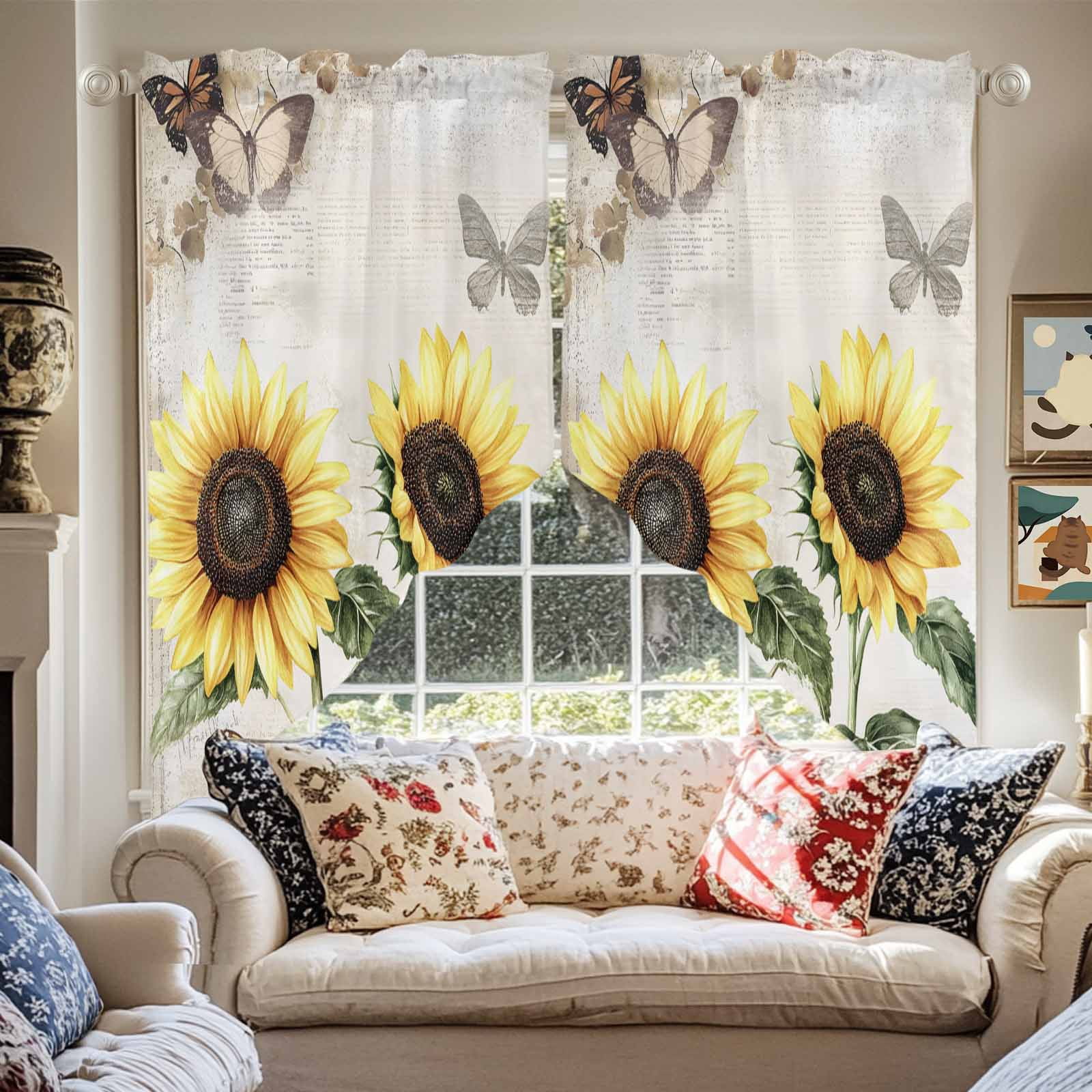 American Pastoral Style Swag Curtain Valance for Windows, Flower ...