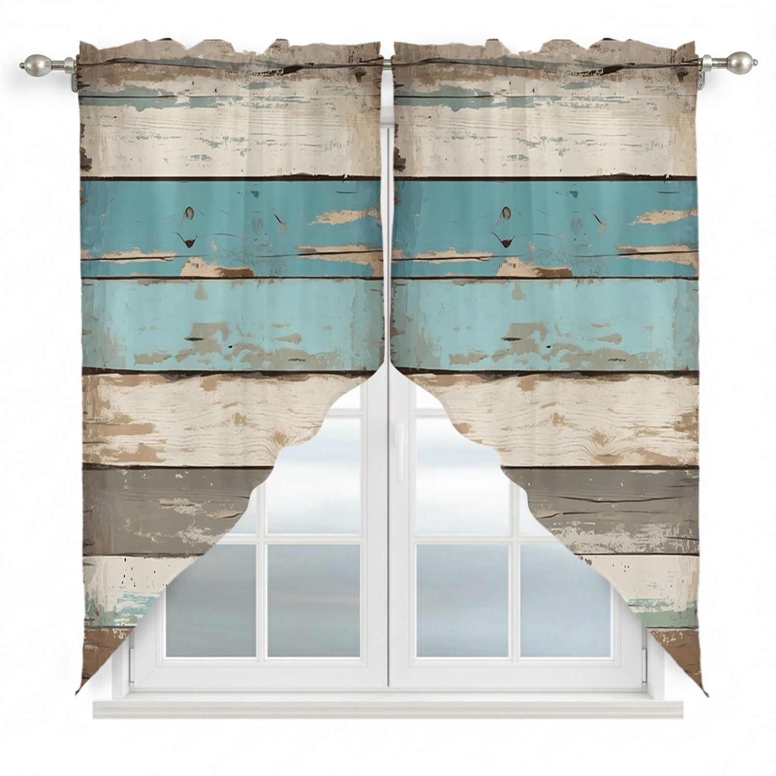 American Pastoral Swag Curtain Valance for Window 2 Panels Vintage ...