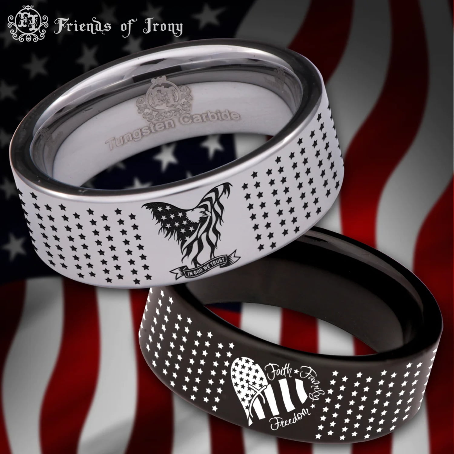 American Patriot Tungsten Carbide Ring - Walmart.com