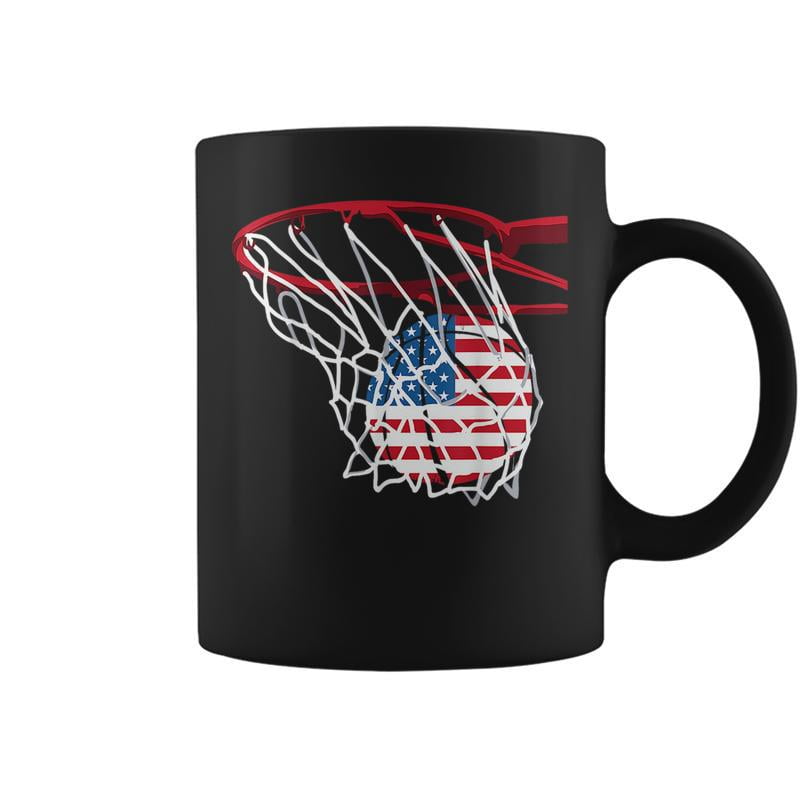 American Patriotic Basketball 4Th Of July Us Flag Men Boys Coffee Mugs ...