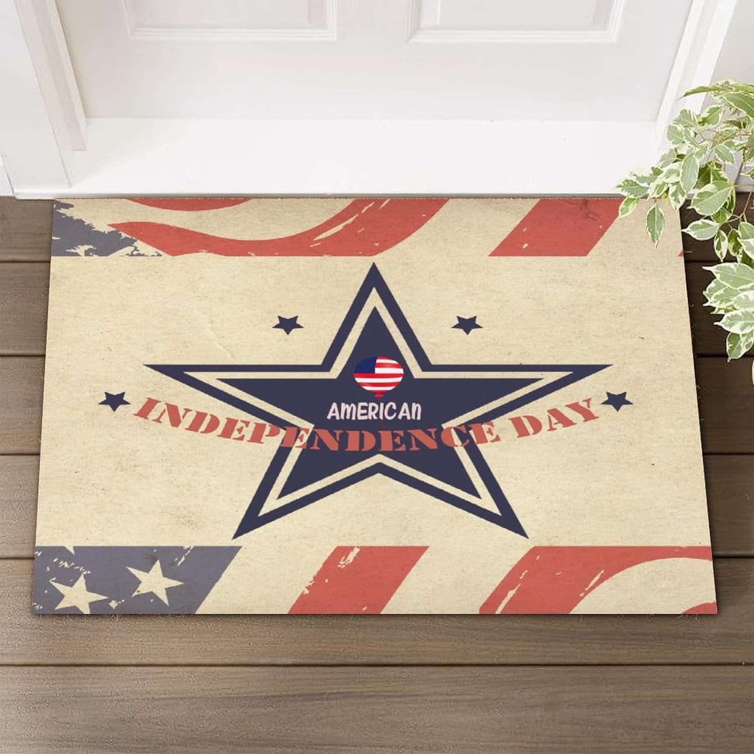 American Patriotic Coir Door Mat Star National Flag American Banner USA ...