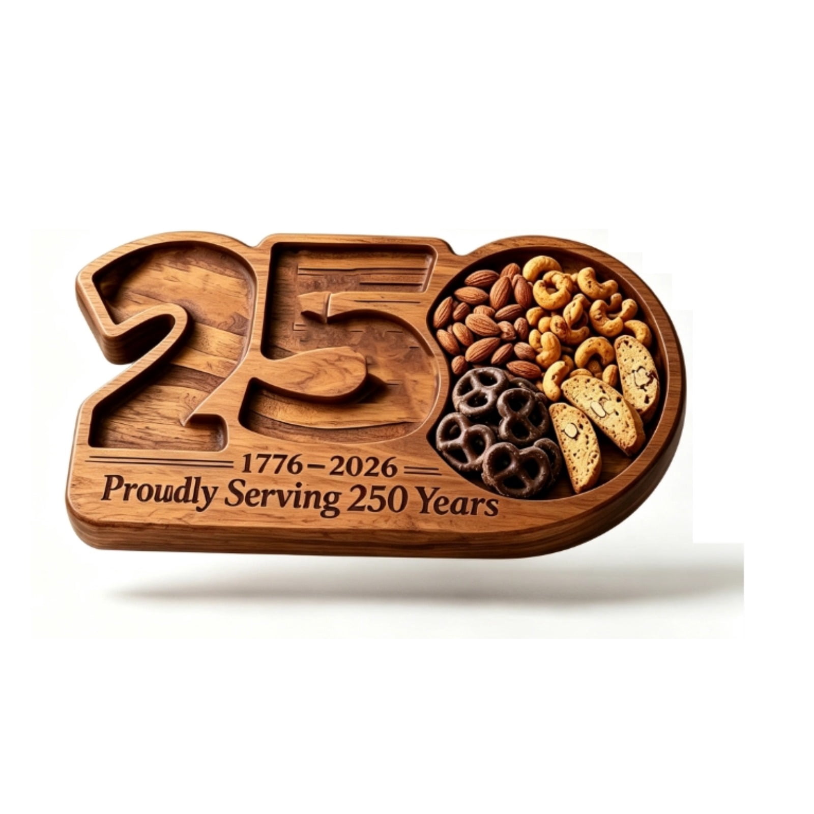 American Patriotic Engraved Walnut Snack Platter, 250th Anniversary ...