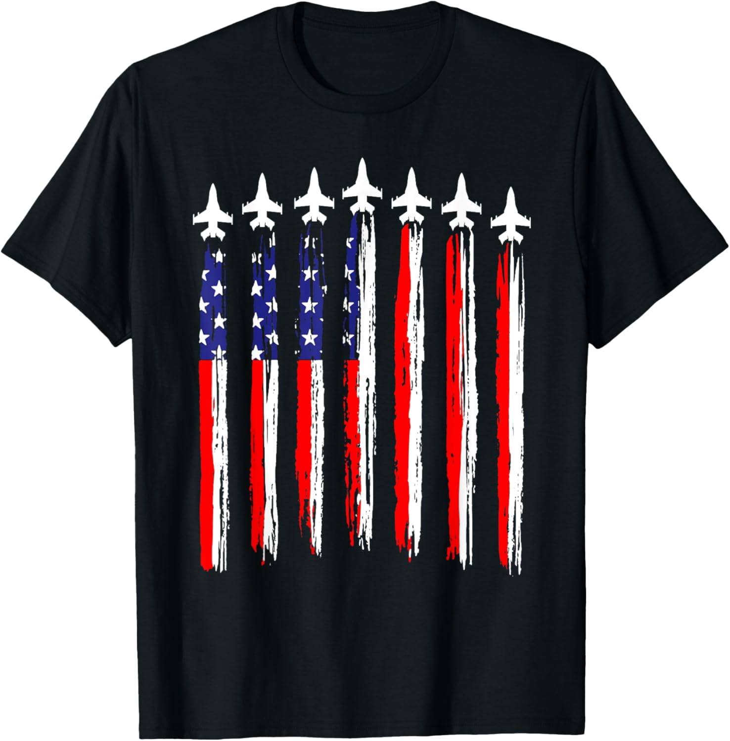 American Patriotic Fighter Jets USA Flag Waving 4th of July T-Shirt ...