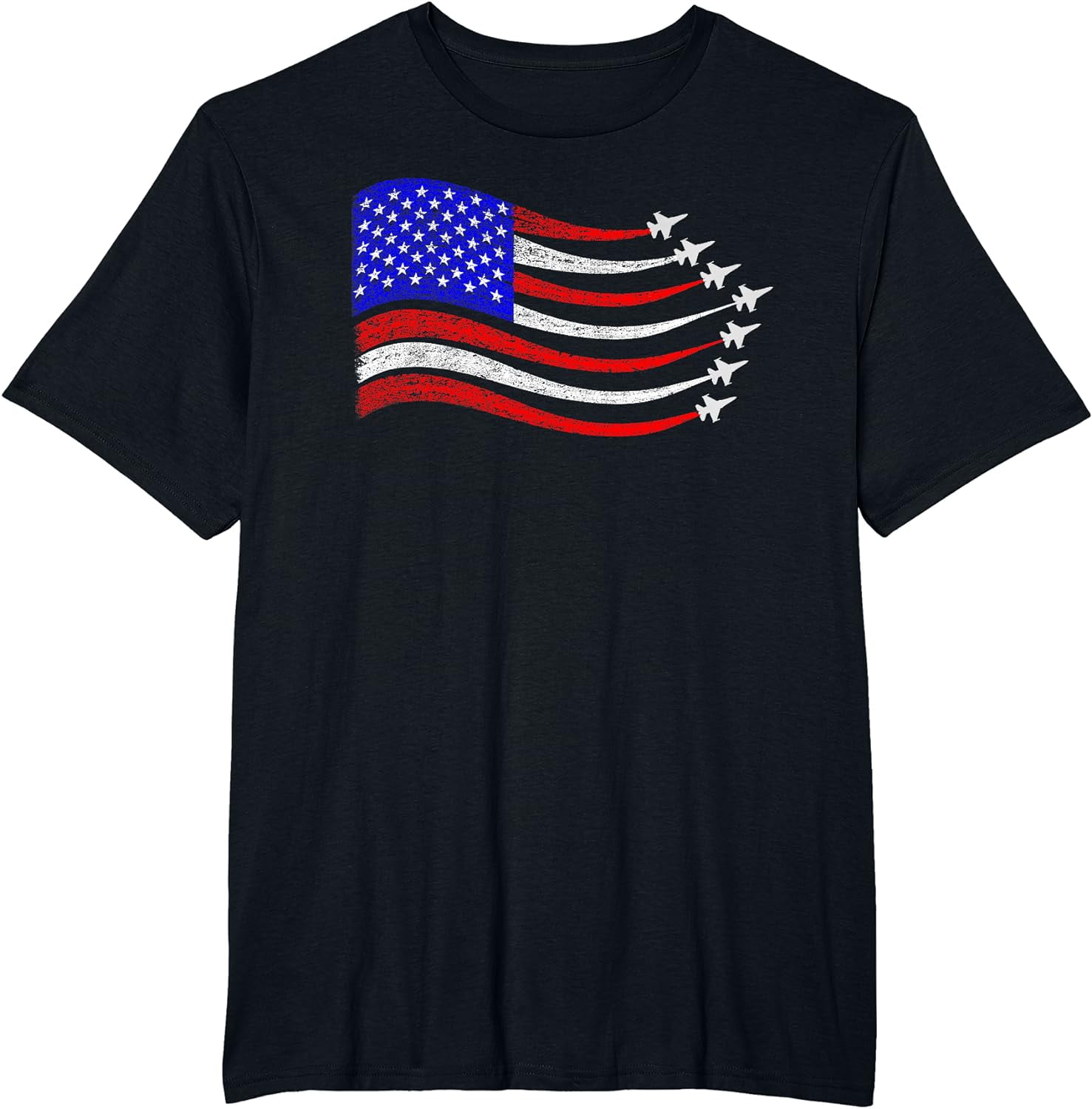 American Patriotic Fighter Jets USA Flag Waving 4th of July T-Shirt ...
