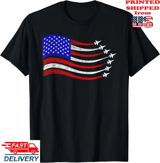 American Patriotic Fighter Jets Usa Flag Waving 4Th Of July T-Shirt ...