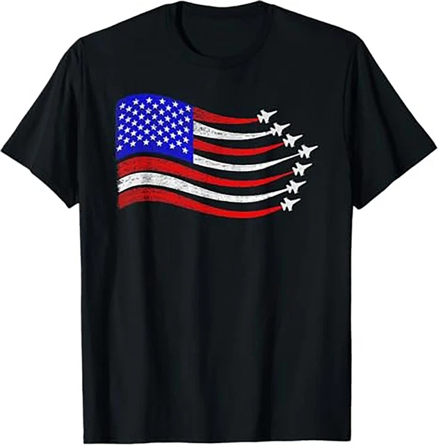 American Patriotic Fighter Jets Usa Flag Waving 4Th Of July T-Shirt ...