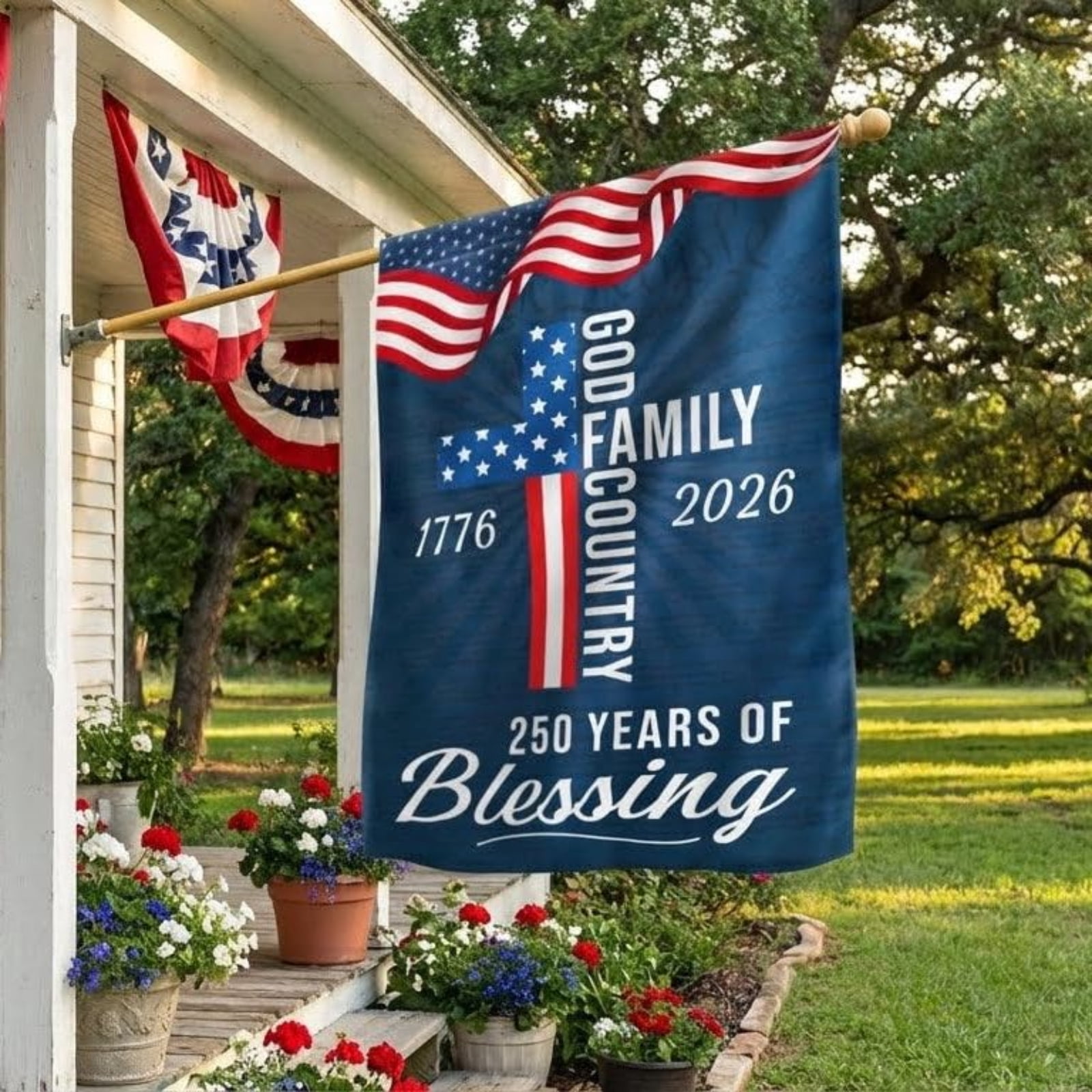 American Patriotic Flag 27.5x39.4 Double Sided 250 Years of Blessing ...