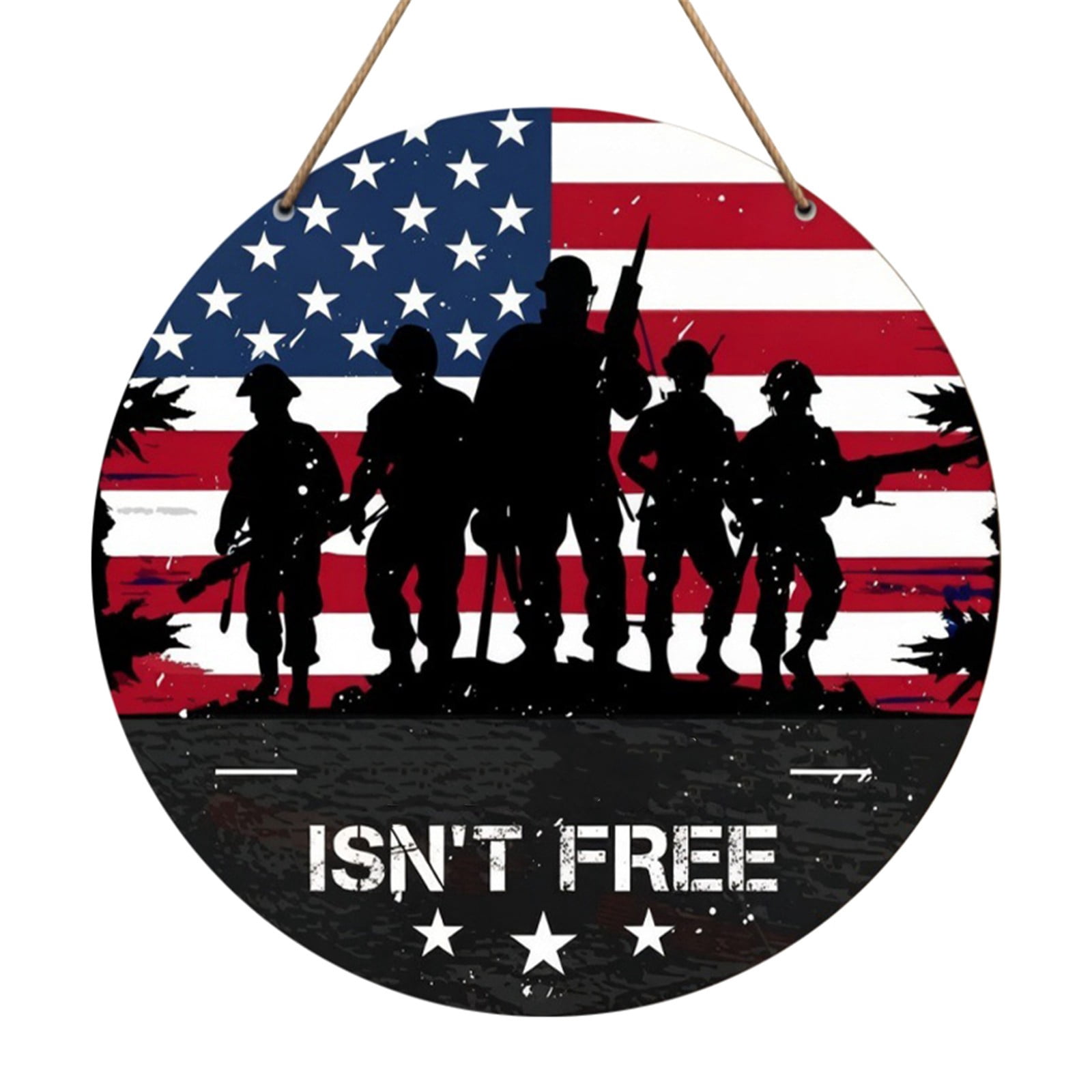 American Patriotic Round Wooden Hanging Sign Decorations for Man Cave ...