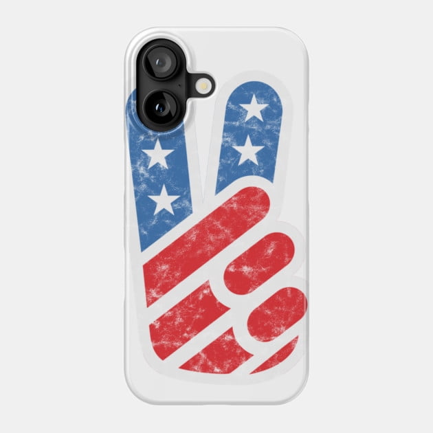 American Peace Sign Worn Color on White Case for iPhone 11,12,13,14,15 ...