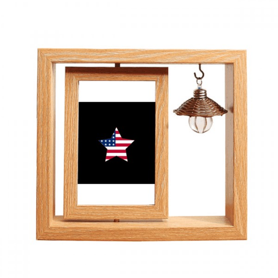 American Pentagram Flag Star Wooden Rotating Picture Photo Frame 4x6 ...