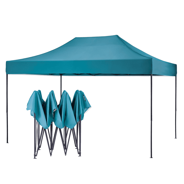 American Phoenix 10x15ft Teal Pop-up Canopy Tent, Foldable, Waterproof ...