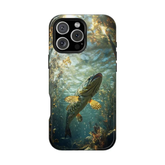 American Pike Fish Swimming Patriotic Nature Illustration for iPhone 17 ...