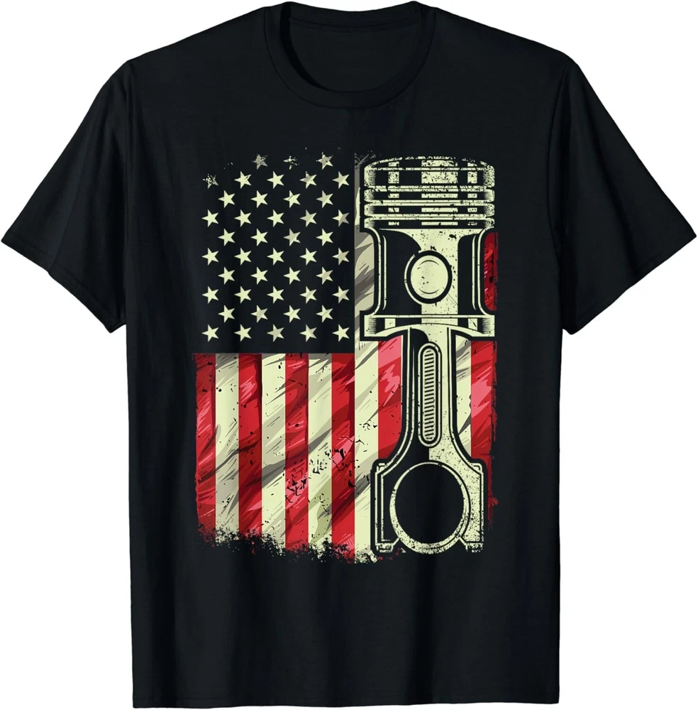 American Piston Flag Patriotic Mechanic Car Lover Auto Hot Rod Unisex T ...