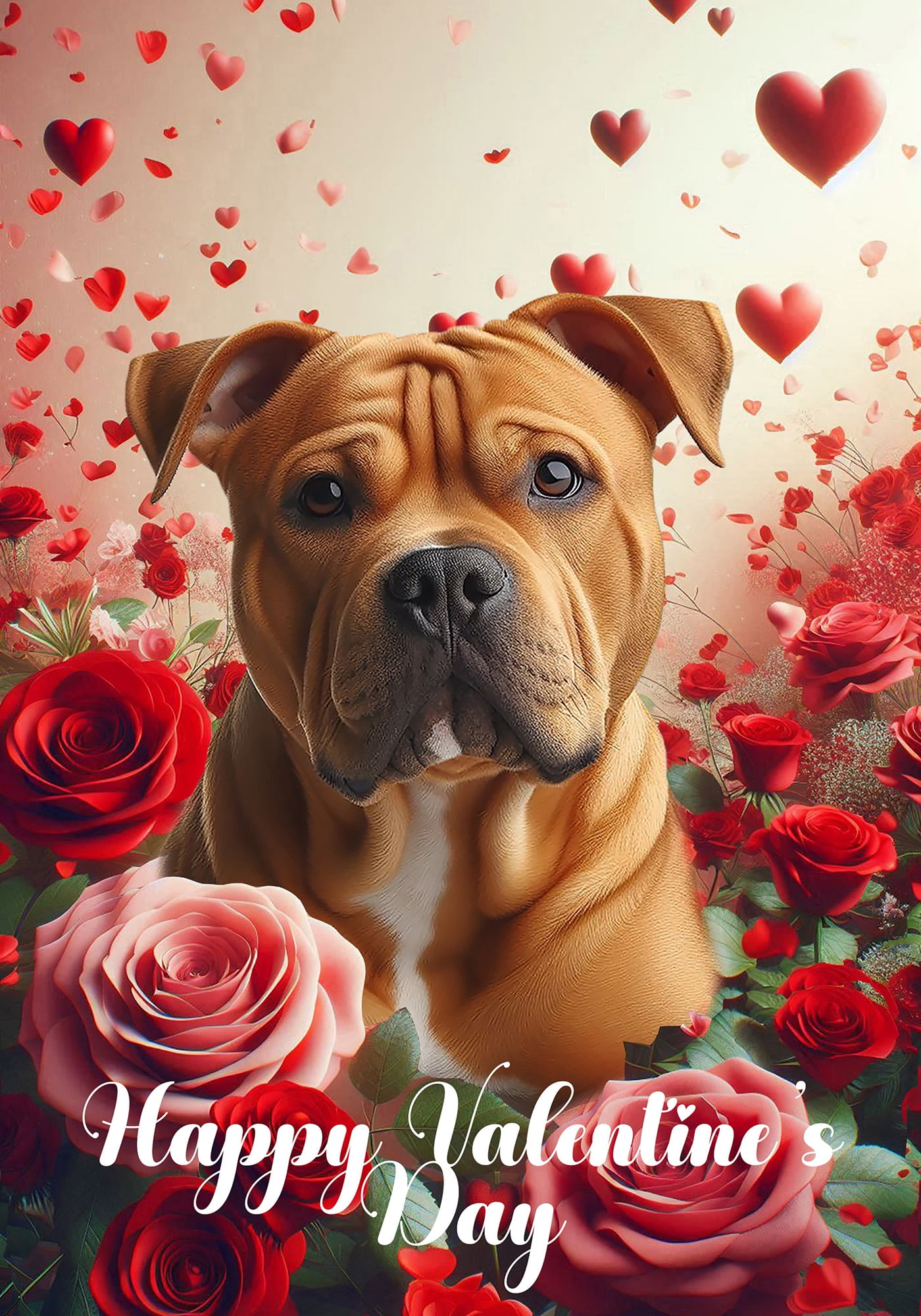 American Pit Bull Orange - Best of Breed Valentines Day Outdoor Garden ...