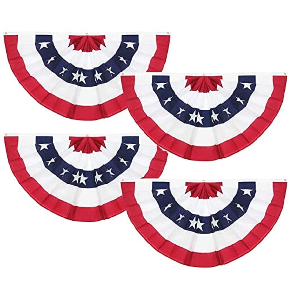 American Pleated Fan Flag, USA Patriotic Flag Bunting Half Fan Banner ...