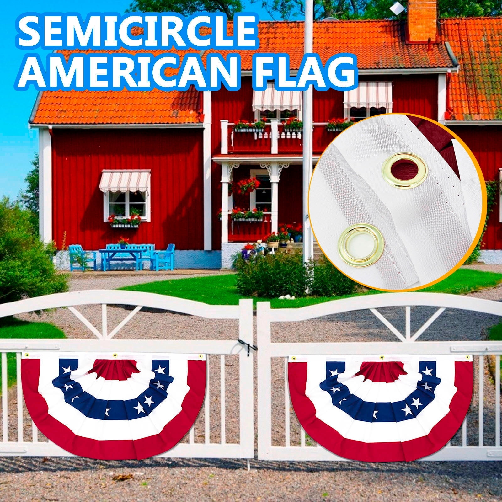 American Pleated Fan Flag USA Pleated Fan Flag 35x18 Inch American USA ...