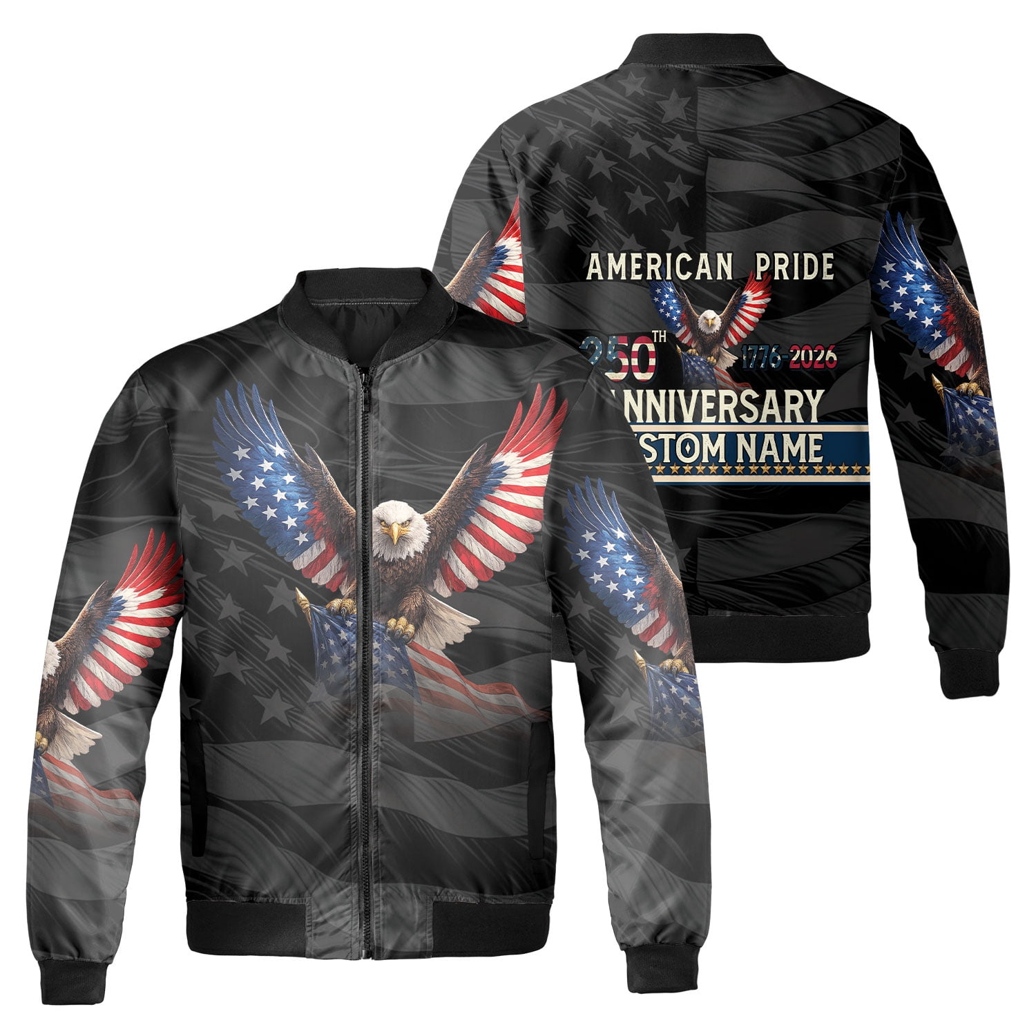American Pride 250th Anniversary Jacket, Personalized Patriotic Eagle ...