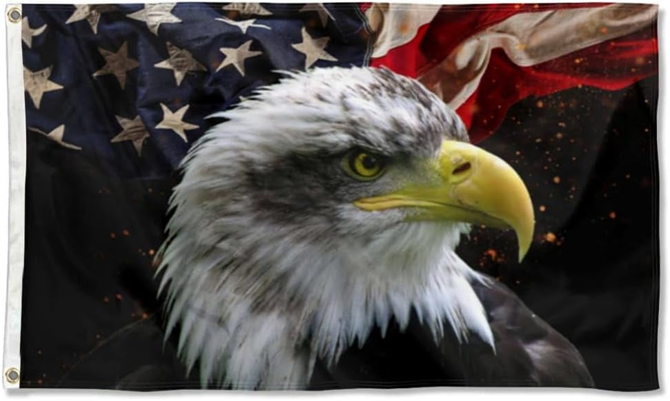 American Pride Eagle Flag 4.85x8 ft - UV Fade Resistant ,and Double ...