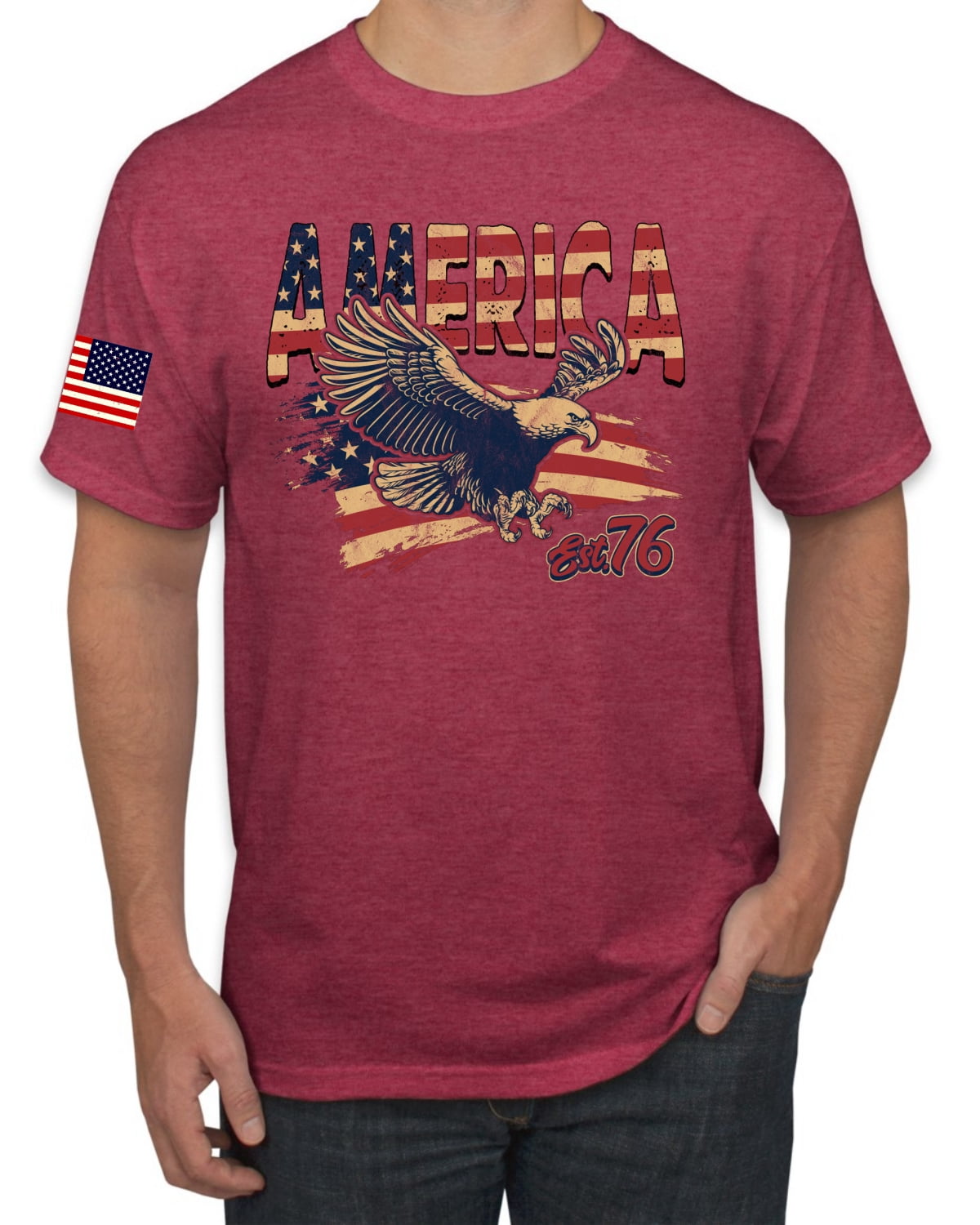 American Pride Patriotic Bald Eagle Est. '76 US Flag Sleeve American ...