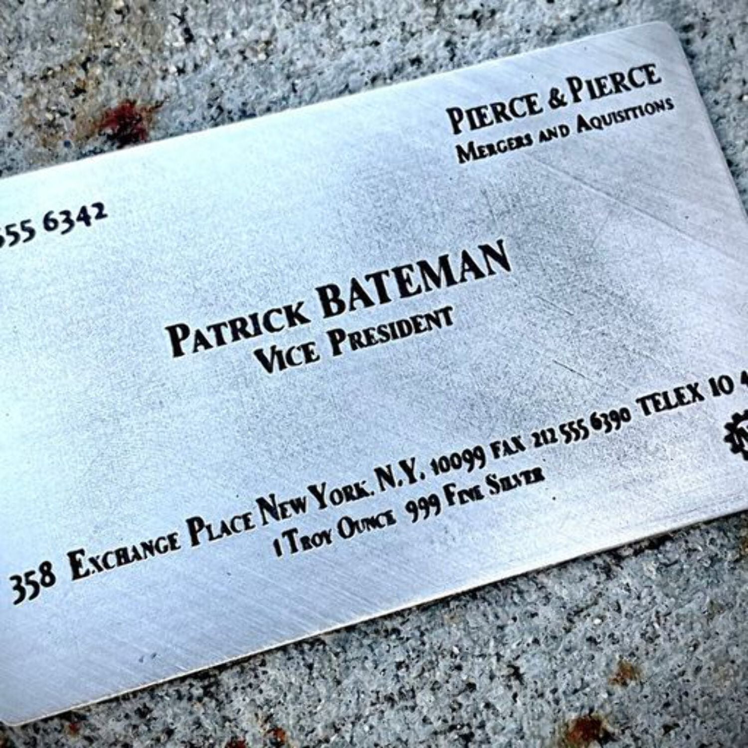 American Psycho Patrick Bateman Business Card 1 oz Silver Card Bar ...