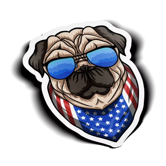 American Pug Dog Animal Sticker For Tumblers, Laptops, Bumper Stickers ...