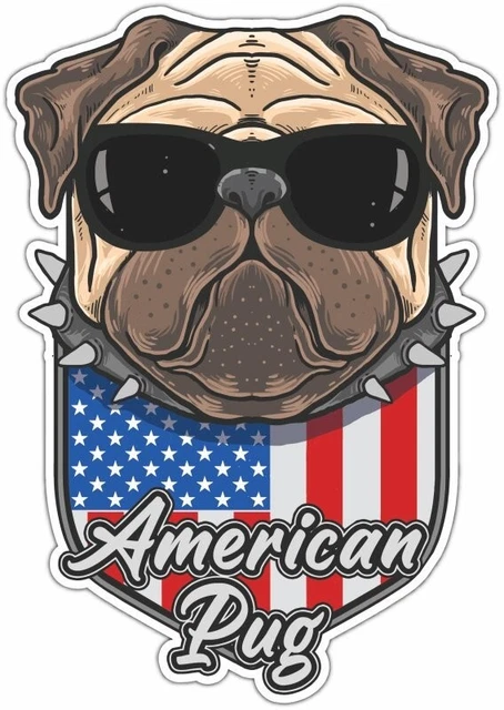 American Pug Dog Pet Usa Flag Car Window Stickerphone Decal Water ...