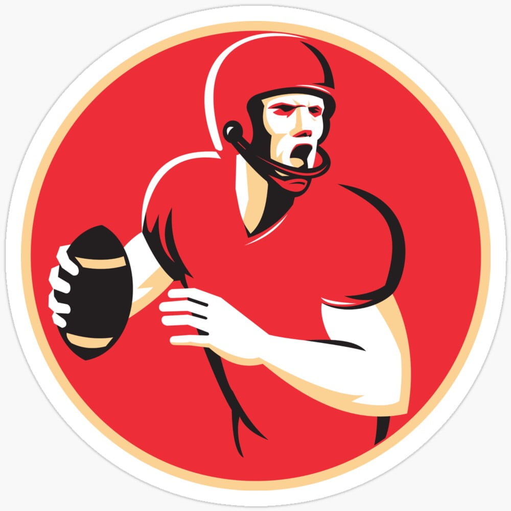 American Quarterback Football Player Passing Circle Sticker Baseball Sticker, Football Sticker ...