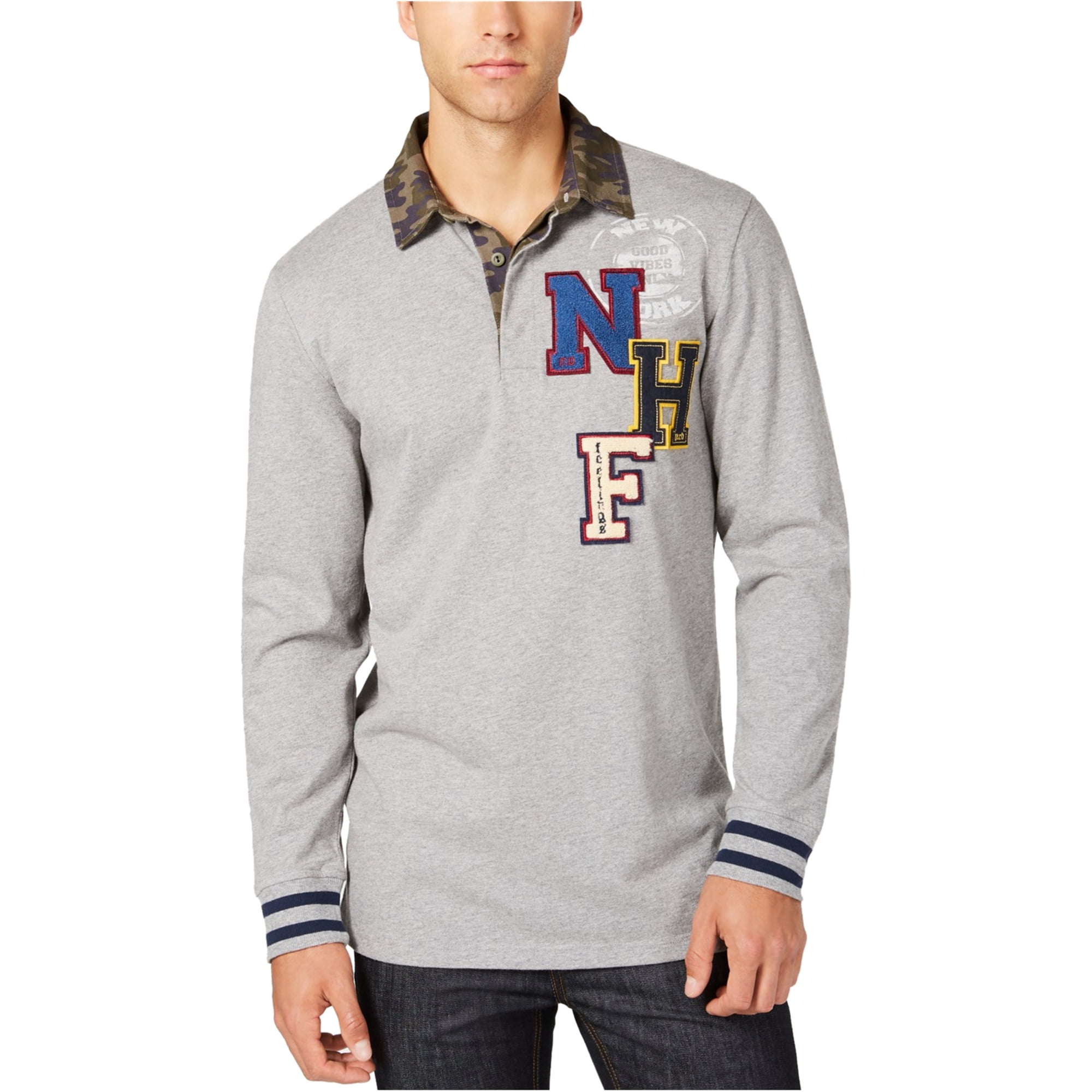 American Rag Mens Camo Collar Rugby Polo Shirt, Grey, Large - Walmart.com