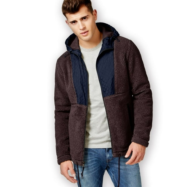 American Rag Mens Fuzzy Feeling Fleece Jacket, Red, Large - Walmart ...