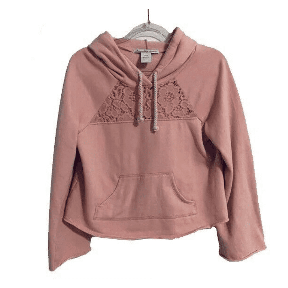 American Rag Women's Pink Cropped Hooded Sweatshirt Rosy Cheek, Size ...