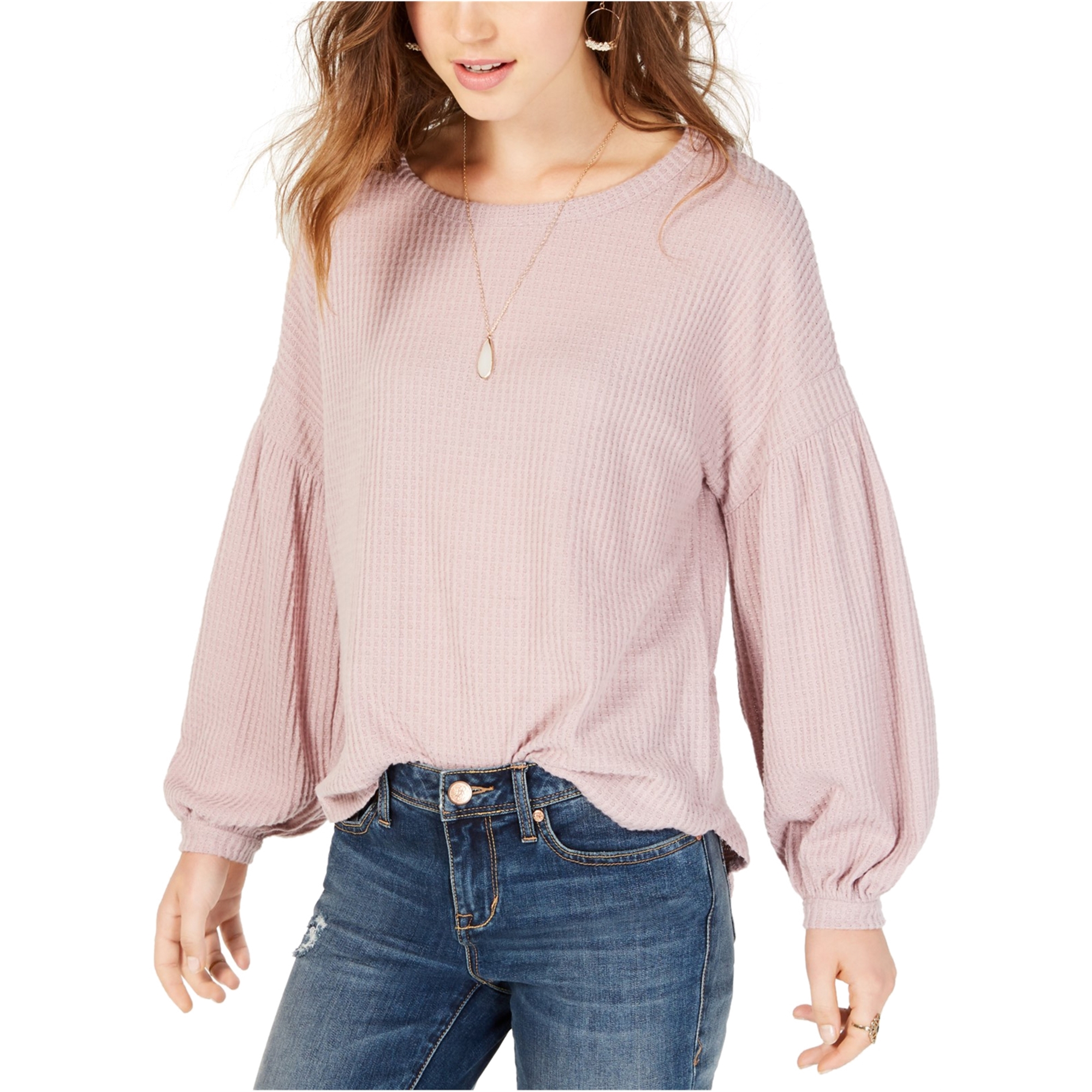 American Rag Womens Waffle Knit Blouse, Pink, X-Small - Walmart.com