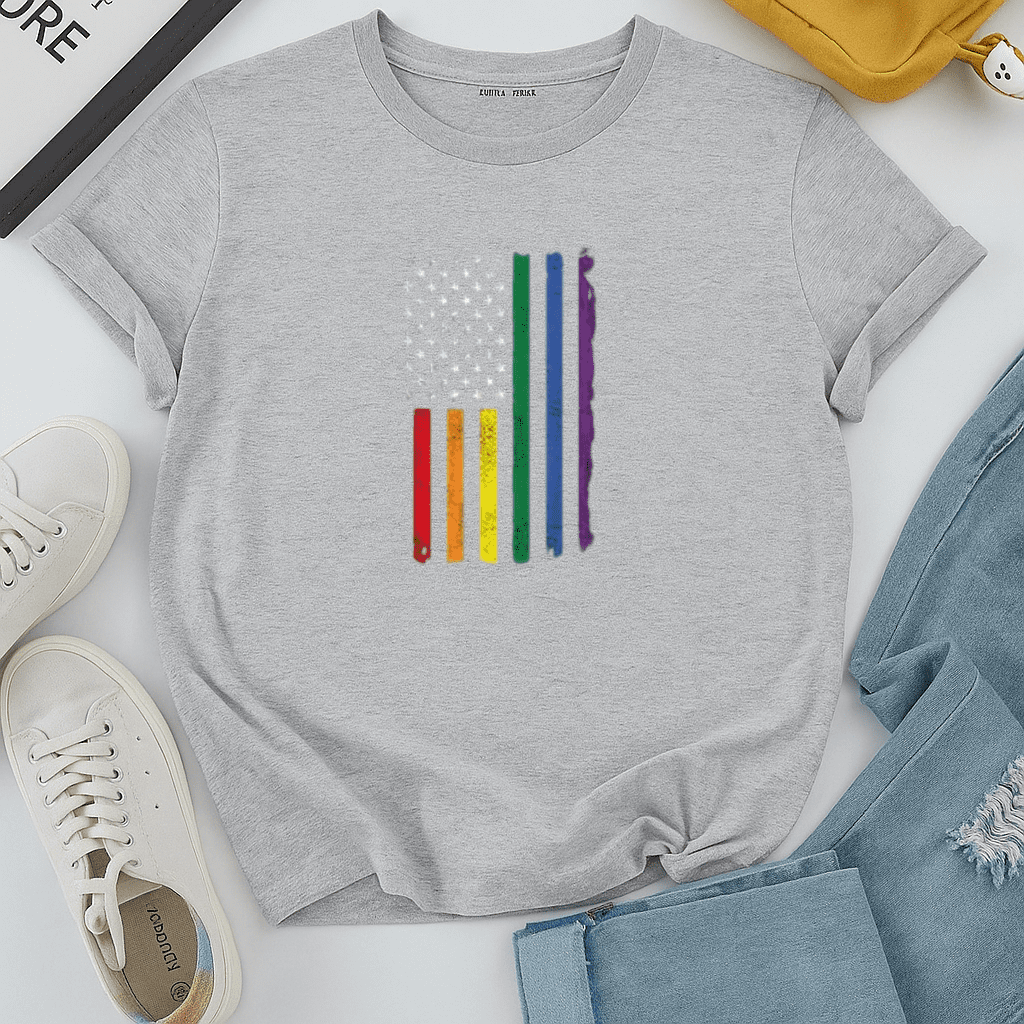 American Rainbow Flag Equality Symbol Inclusivity Design Unisex T-shirt ...