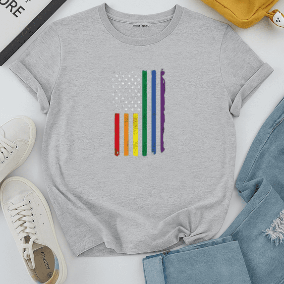 American Rainbow Flag Equality Symbol Inclusivity Design Unisex T-shirt ...