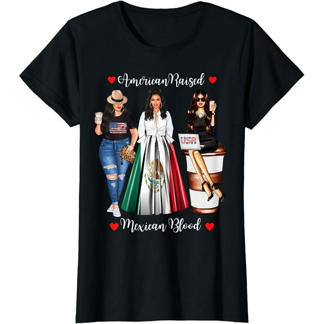 American Raised Mexican Blood USA Flag Mexico Proud T-Shirt - Walmart.com