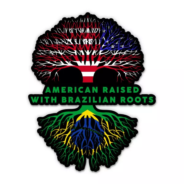 American Raised With Brazilian Roots Sticker Phone Decal Water Bottle ...