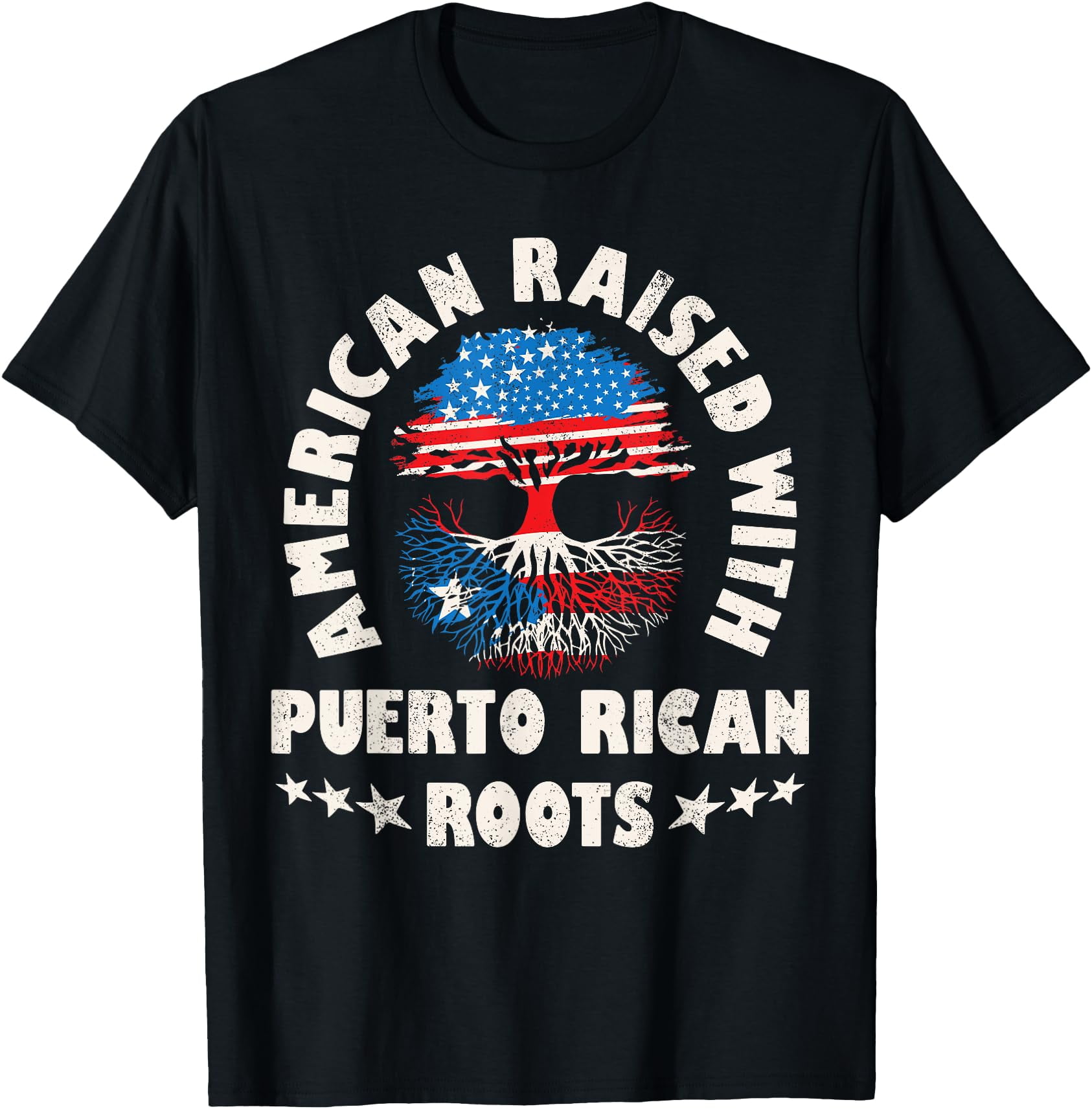 American Raised With Puerto Rican Roots Puerto Rico Hispanic T-Shirt ...