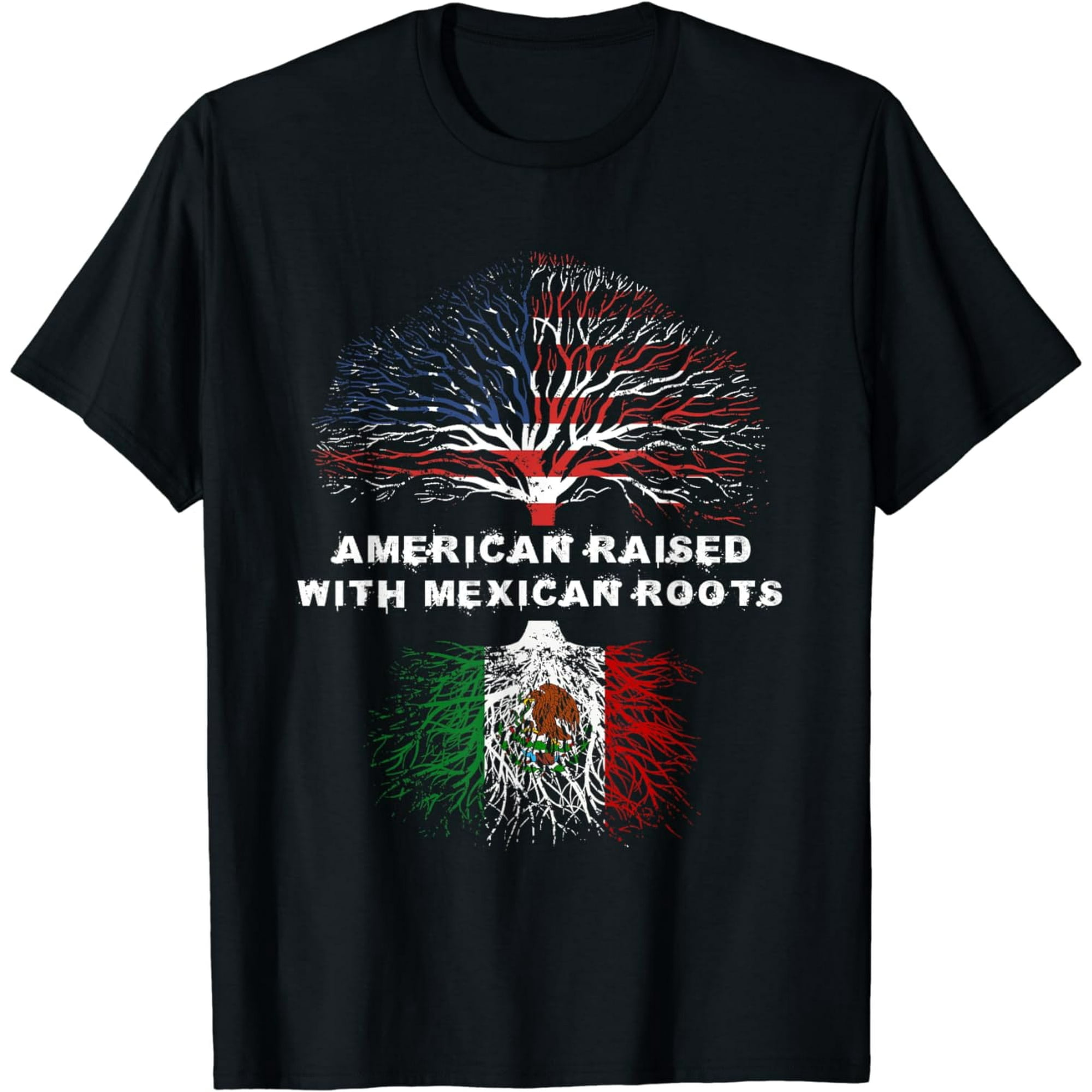 American Raised with Mexican Roots USA Flag T-Shirt - Walmart.com