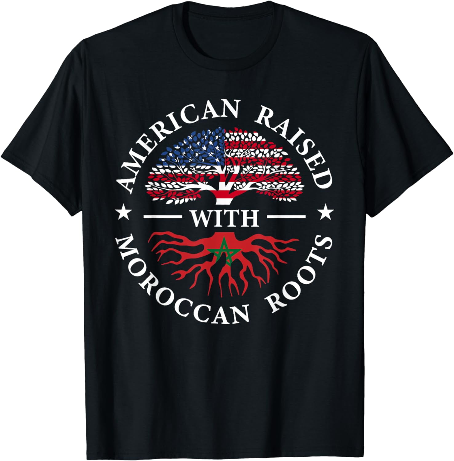 American Raised with Moroccan Roots Tree USA Morocco Flag T-Shirt - Walmart.com