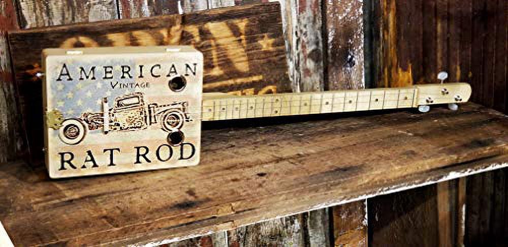 "American Rat Rod" 3-string Acoustic-Electric Cigar Box Guitar - Fun to ...
