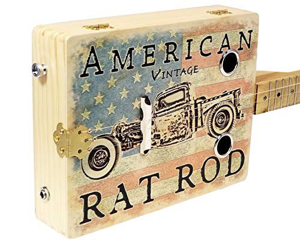"American Rat Rod" 3-string Acoustic-Electric Cigar Box Guitar - Fun to ...