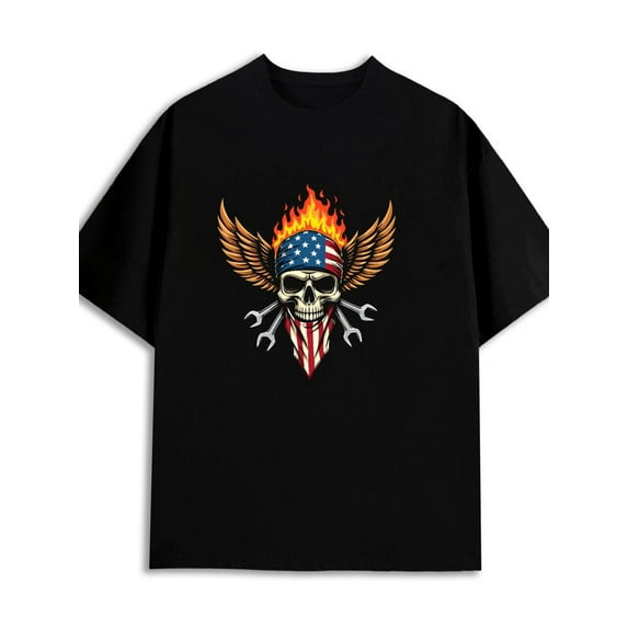 American Rebel Skull men 180G 100% Cotton black Vintage Unisex Shirt ...